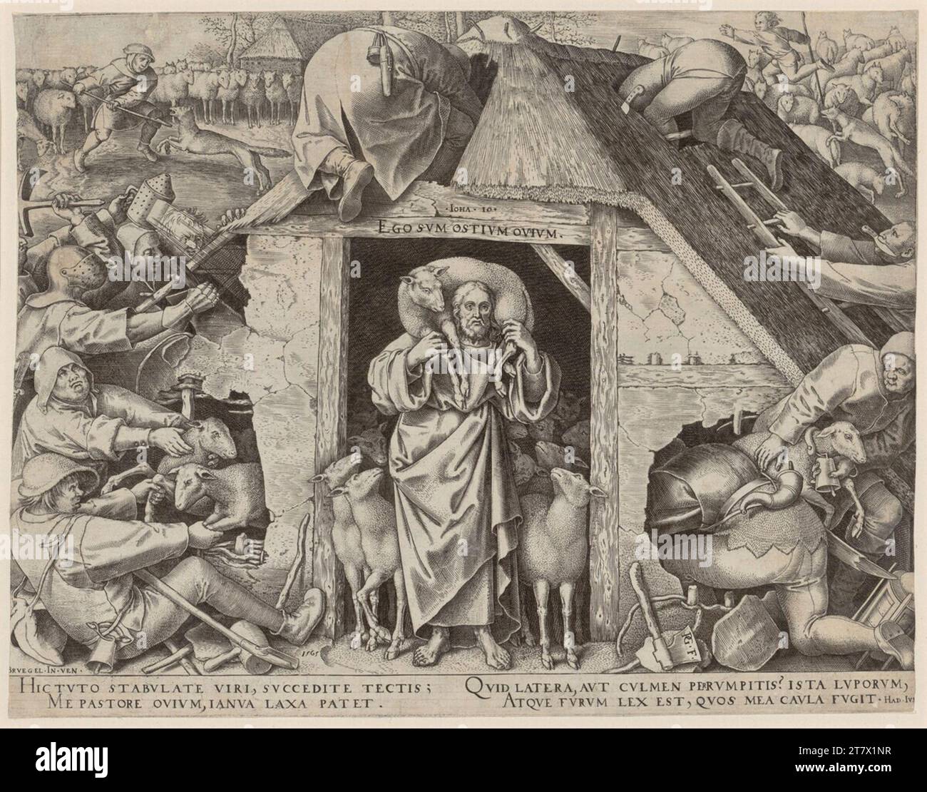 Pieter Bruegel d. Ä. The parable of the good shepherd. Copper engraving ...