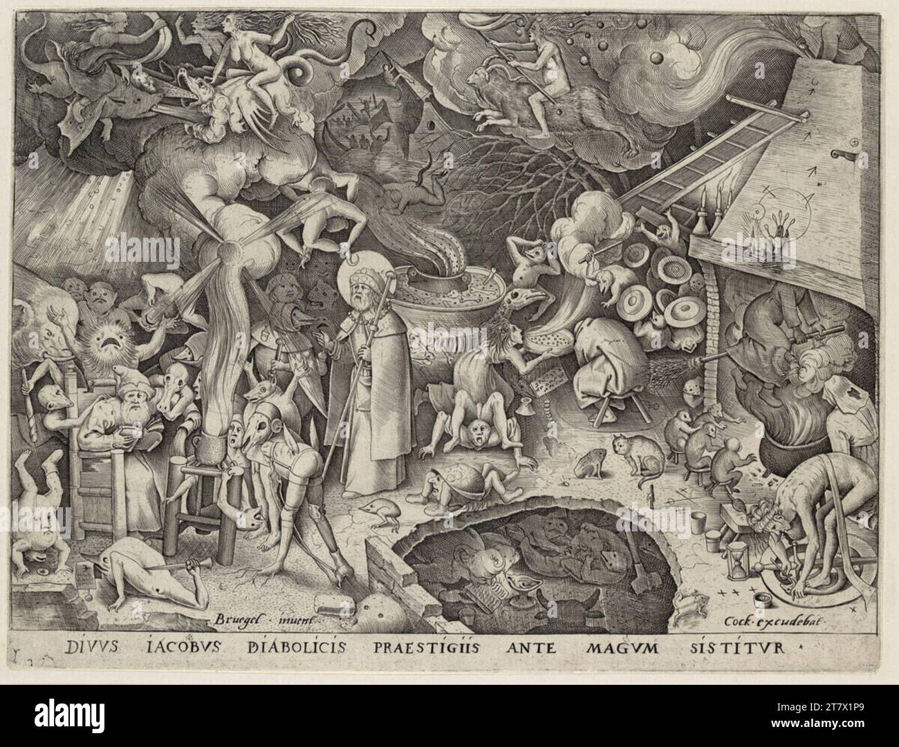 Pieter Bruegel d. Ä. Saint Jacobus and the magician Hermogenes. Copper ...