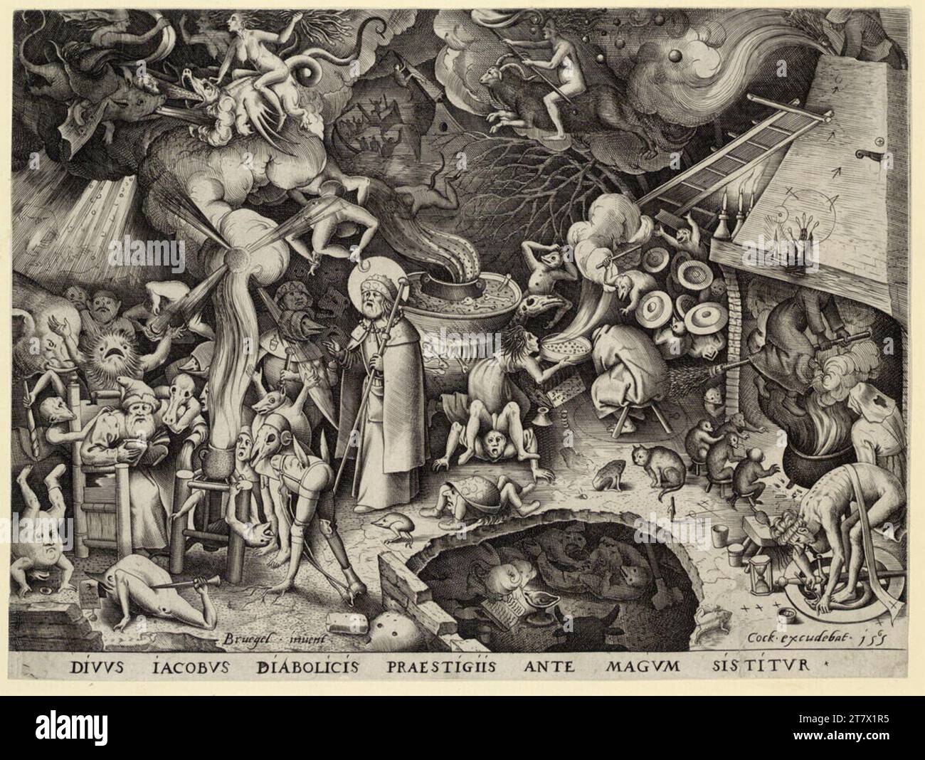 Pieter Bruegel d. Ä. Saint Jacobus and the magician Hermogenes. Copper ...