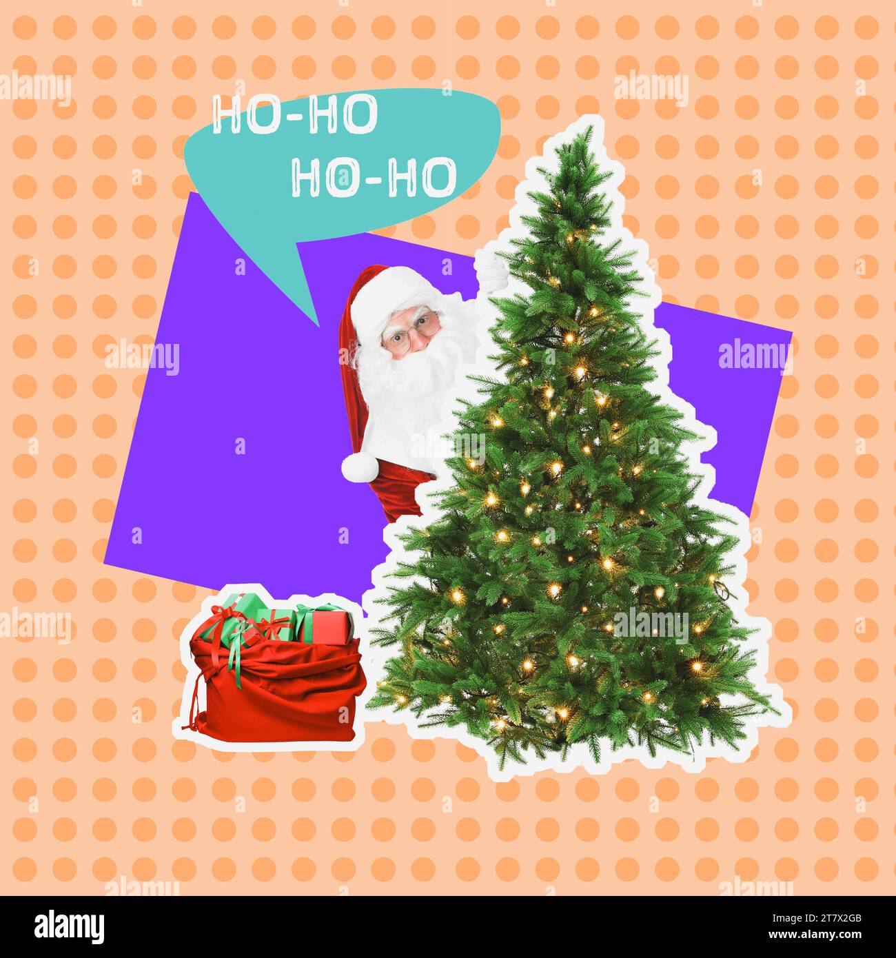 Santa behind the tree hi-res stock photography and images - Alamy