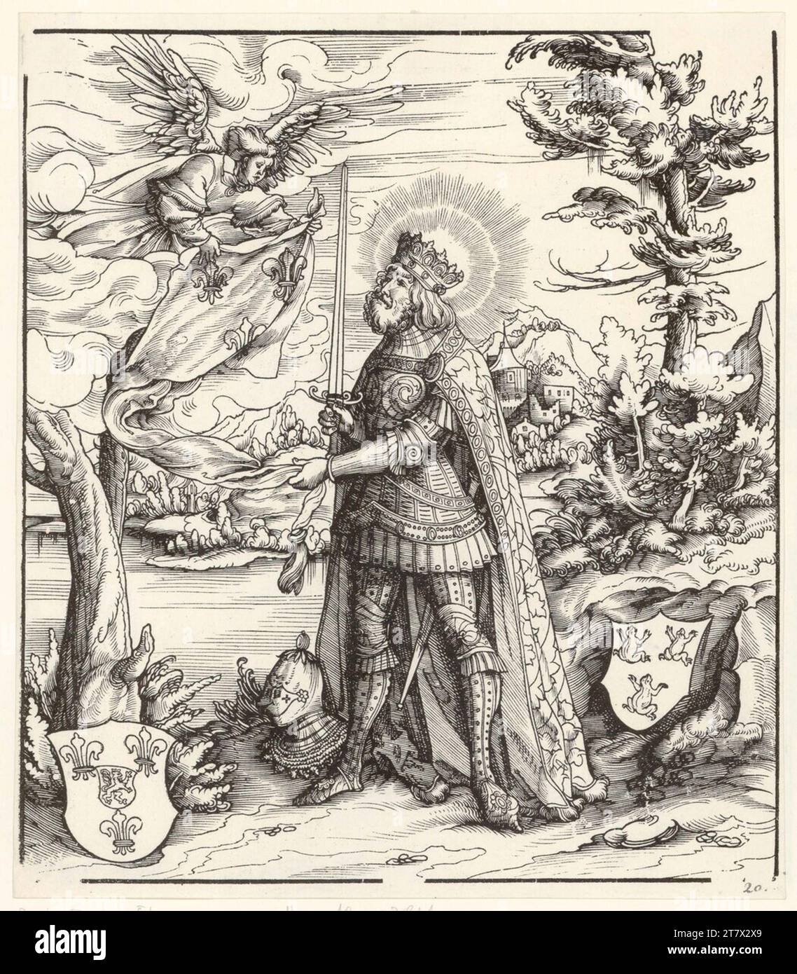 Leonhard Beck The Holy Chlodoveus. Woodcut Neudruck 1799 Stock Photo ...