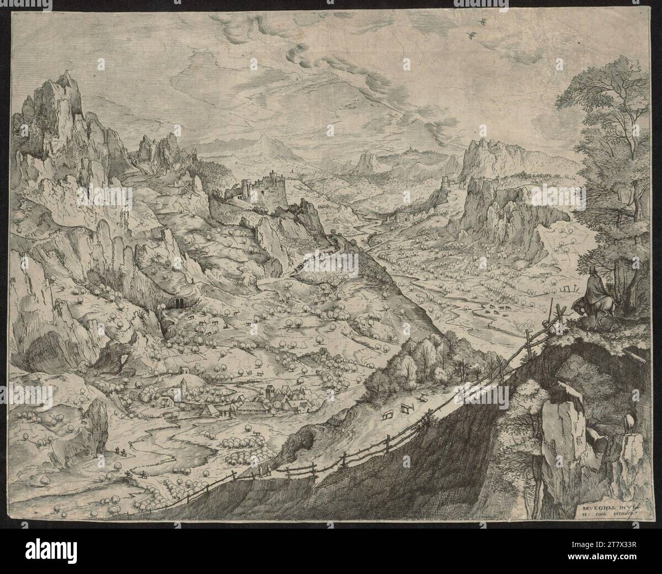 Pieter Bruegel d. Ä. The large Alpine landscape. Etching and copper ...