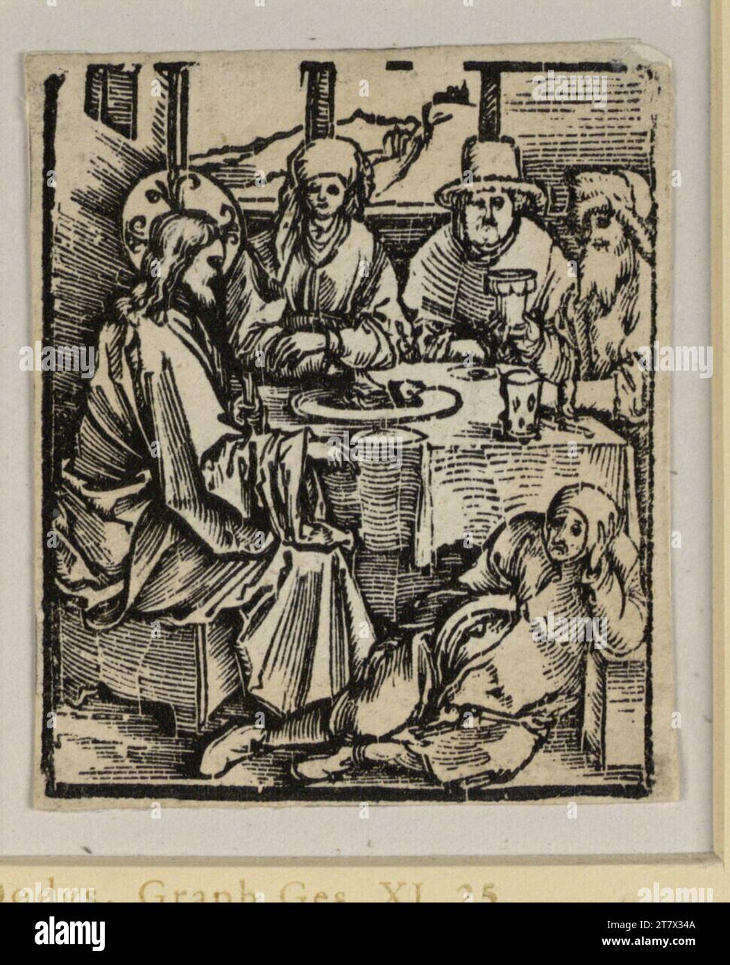 Anonym Christ heals the water addict at the pharisees. Woodcut after ...
