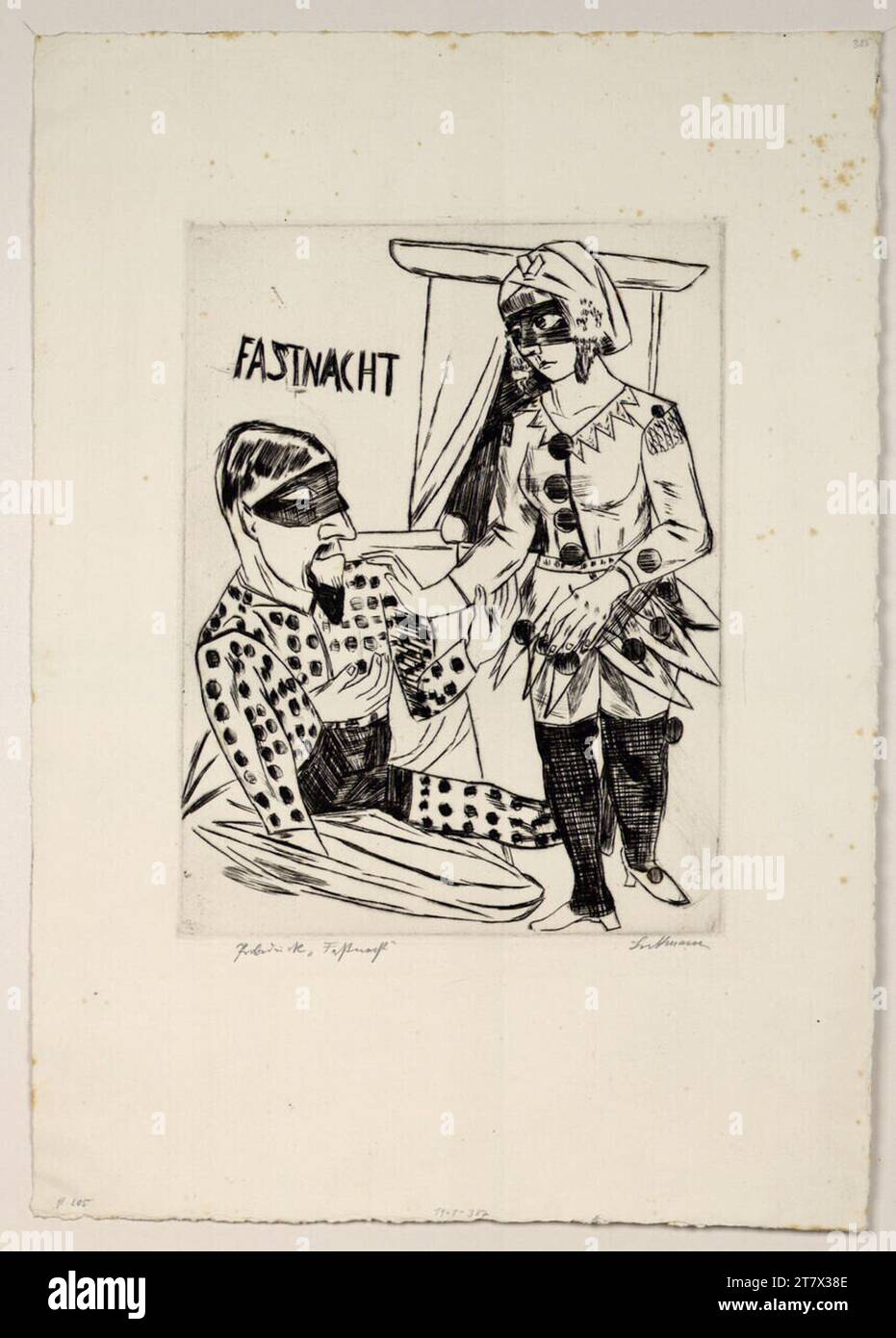 Max Beckmann Fastnacht. etching 1922 , 1922 Stock Photo - Alamy