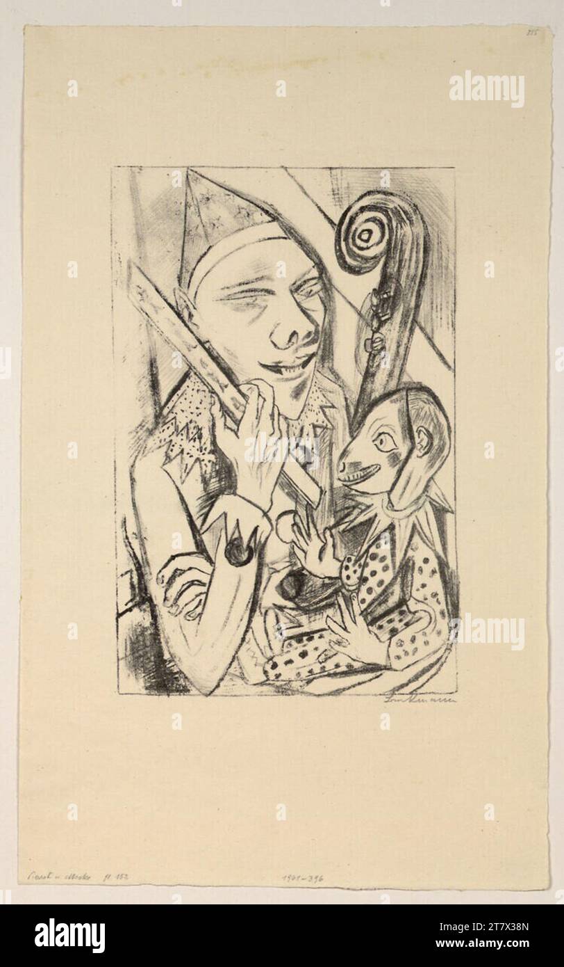 Max Beckmann Pierot and mask. Lithography 1920 , 1920 Stock Photo - Alamy
