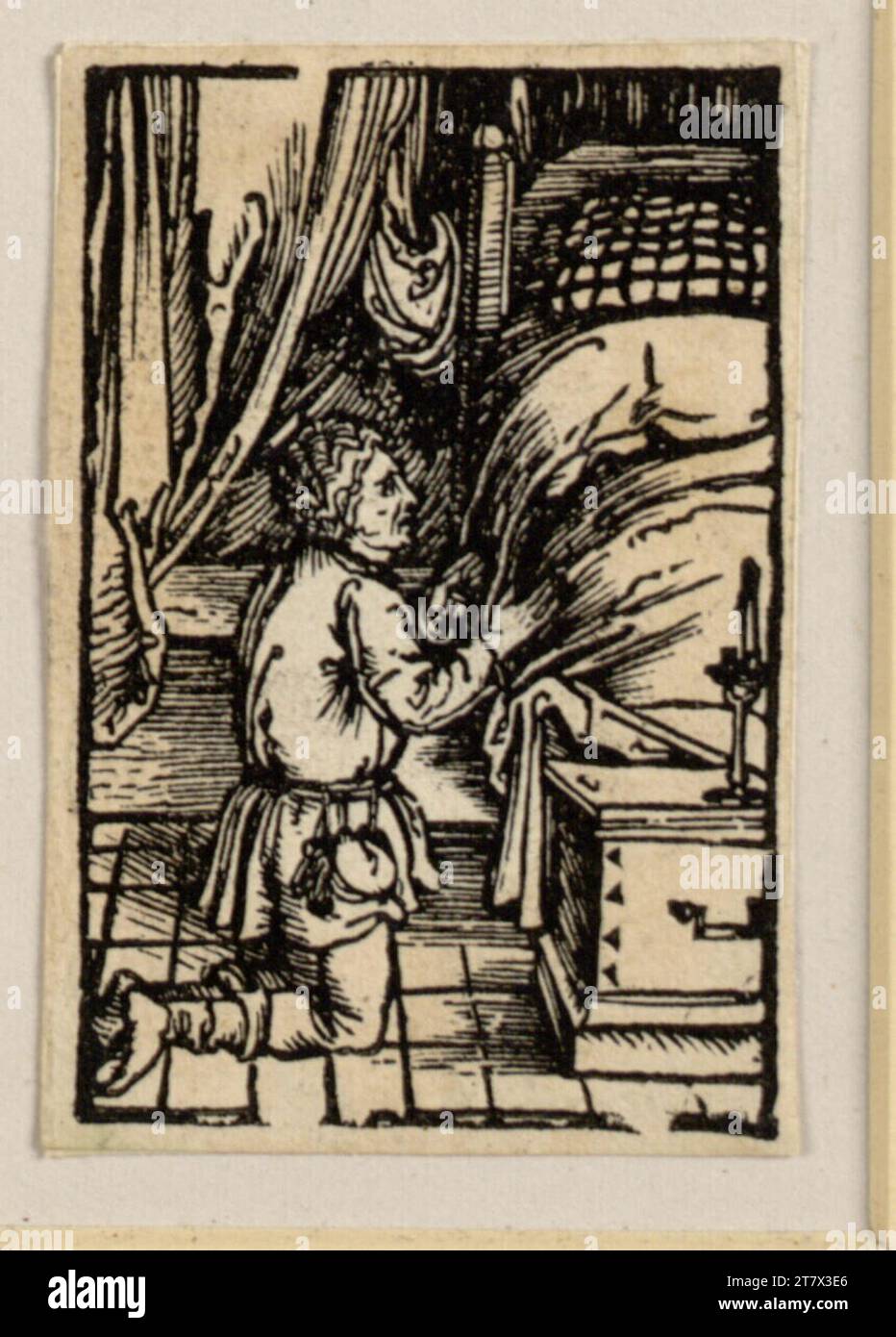 Michael Wolgemut (Workshop) The evening prayer (woodcut to a salus ...