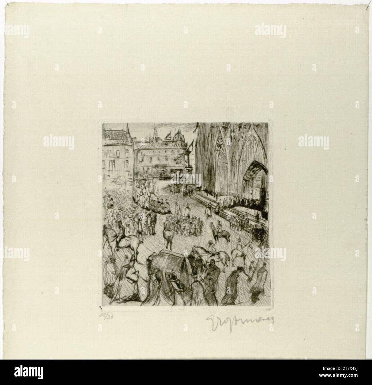 Rudolf Grossmann Burial of Cardinal Fischer Cologne. Caltnadel 1920 ...