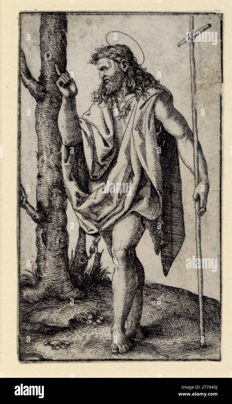 Marcantonio Raimondi Saint John the Baptist. Copper engraving print ...