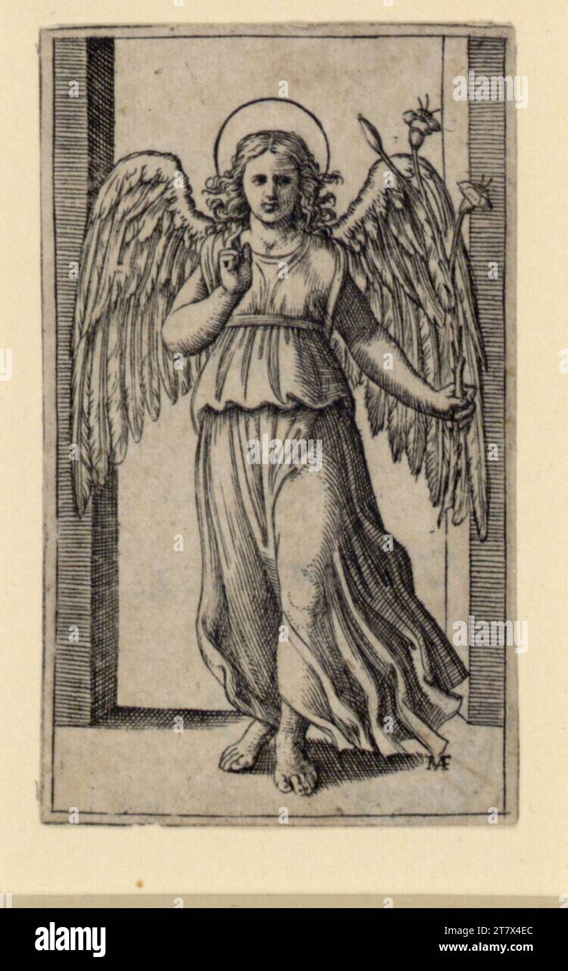 Marcantonio Raimondi Archangel Gabriel. Copper engraving print around ...