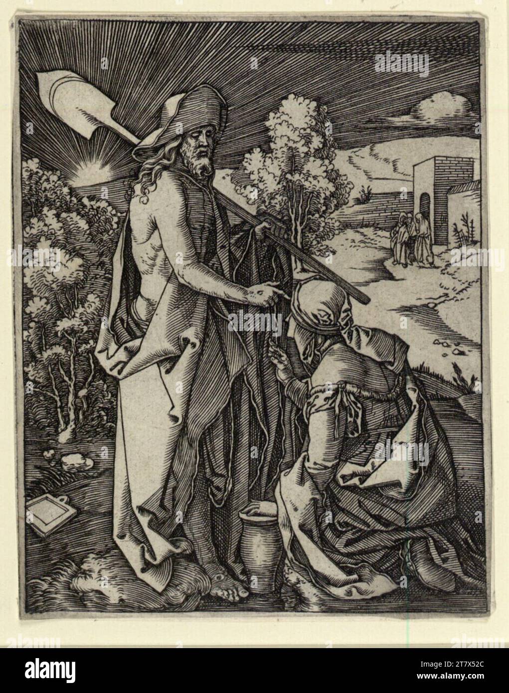 Marcantonio Raimondi Christ appears Maria Magdalena as a gardener ...