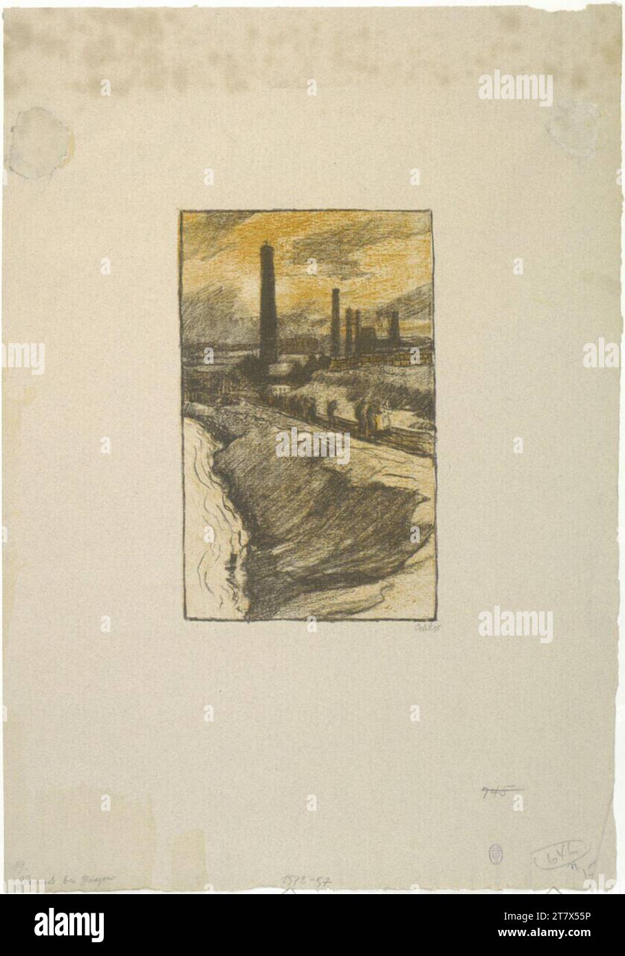 Emil Orlik Glasswerk at Glasgow. Color; reddish paper 1898 , 1898 Stock ...