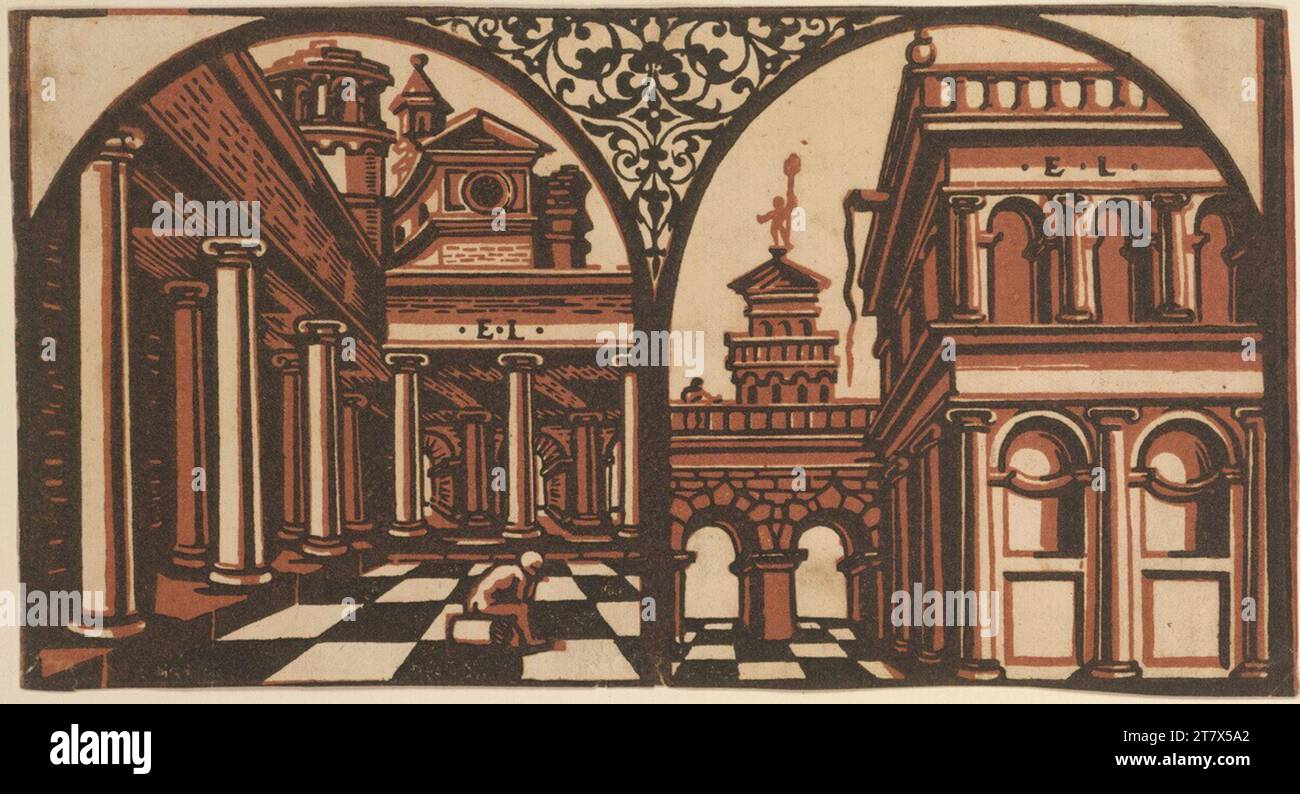 Erasmus Loy Two representations of Renaissance buildings, framed by ...