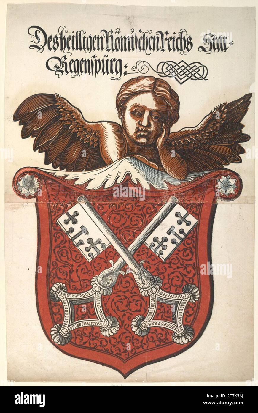 Erasmus Loy City coat of arms of Regensburg. Clair obscur woodcut in ...