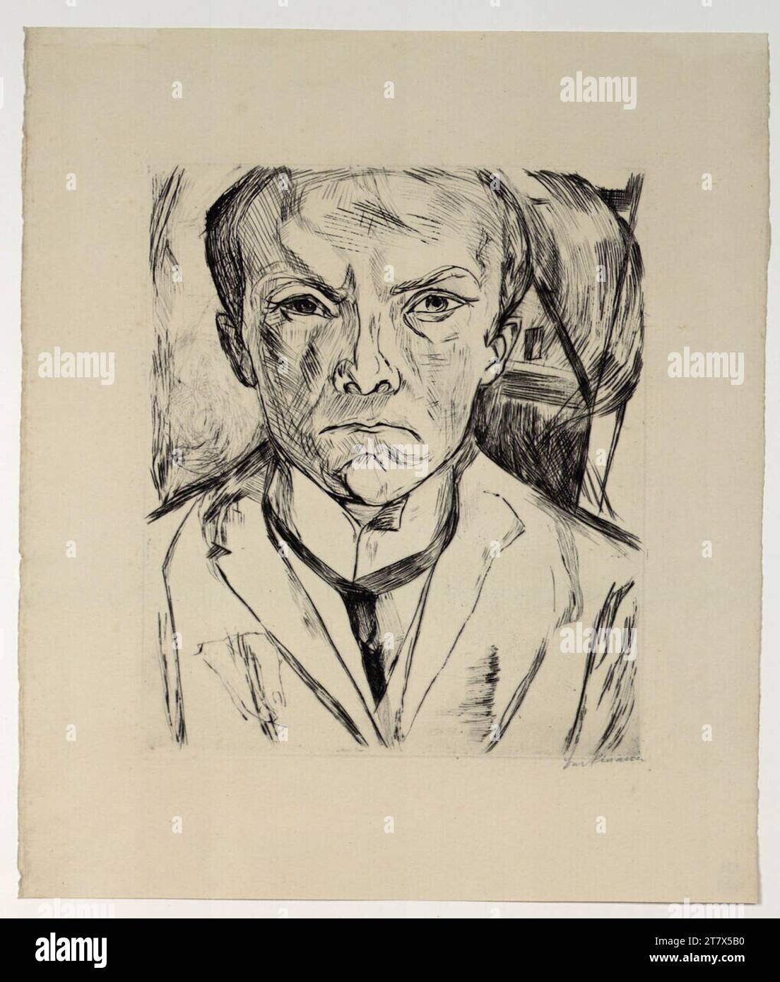 Max Beckmann Self -portrait from the front, in the background house ...