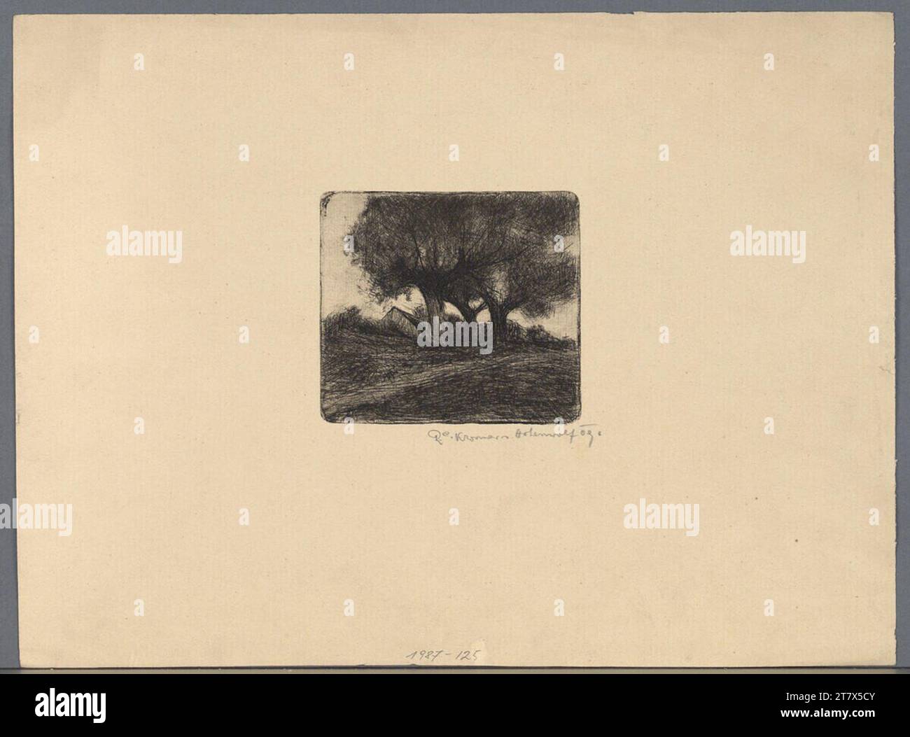 Richard C. Kromar von Hohenwolf Landscape with three trees. etching ...