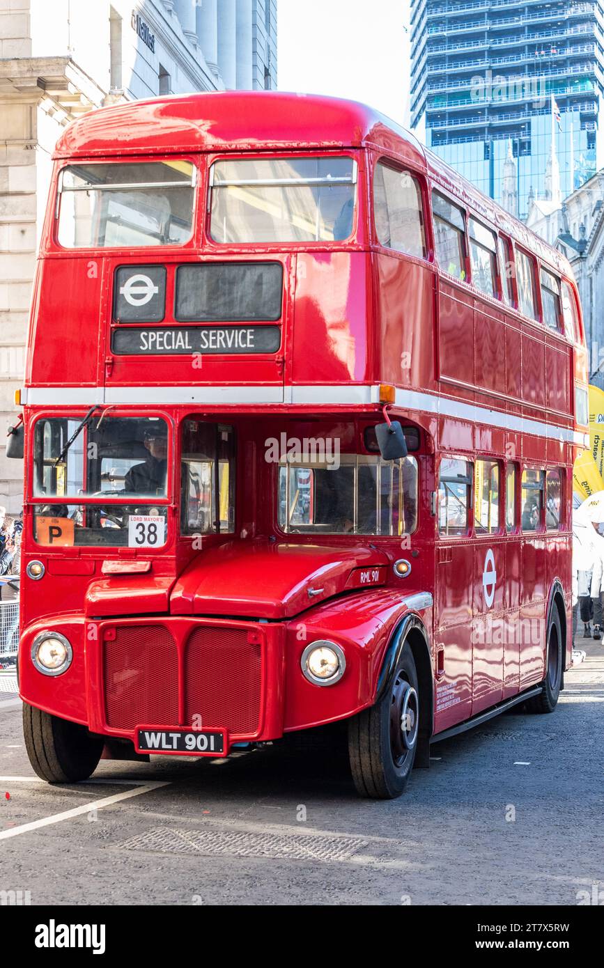 Modern Livery Companies red Routemaster bus at the Lord Mayor's Show ...
