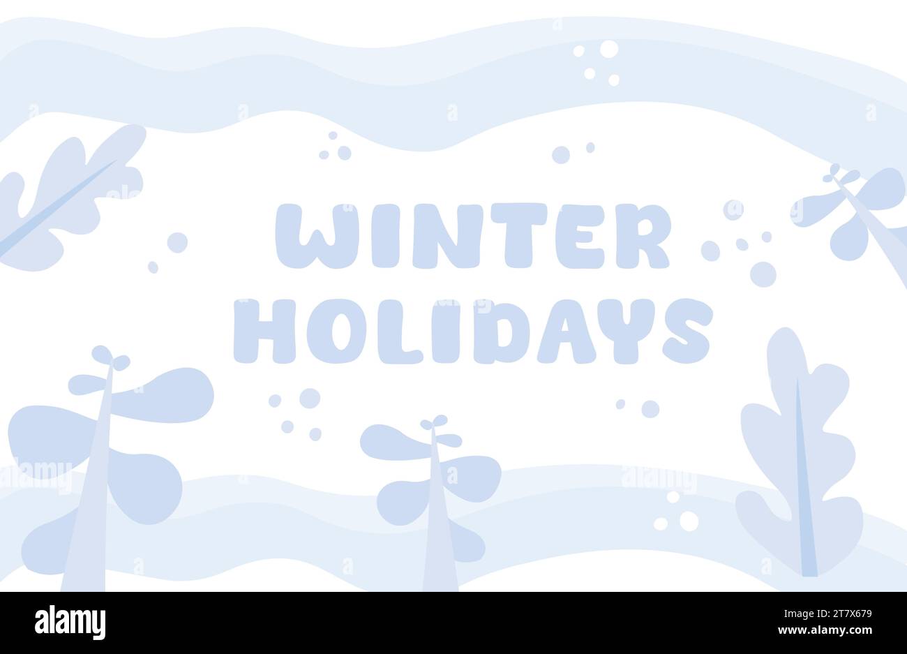 Blue background cartoon illustration for winter holidays concept ...
