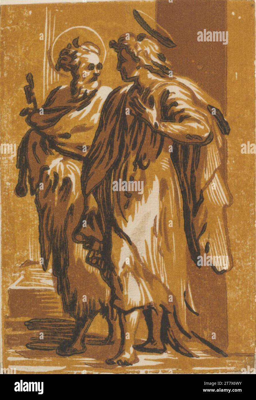 Ugo da Carpi Saints Peter and John. Clair OBSCUR woodcut of three ...