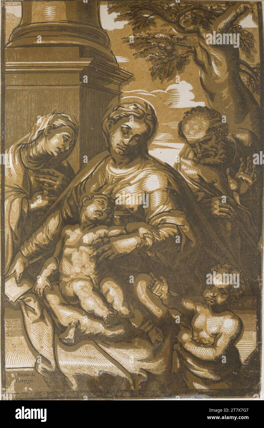 Giovanni Gallo The holy family with the John's boy and a saint. Clair ...