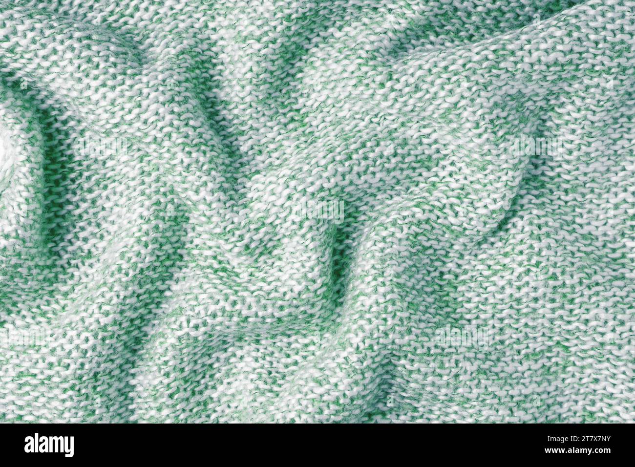 Green and white color melange knitting cashmere wool cloth texture ...