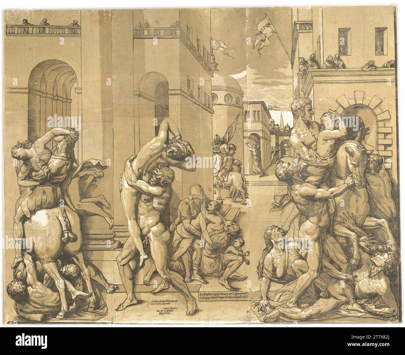Andrea Andreani The robbery of the Sabiners. Clair OBSCUR woodcut of ...