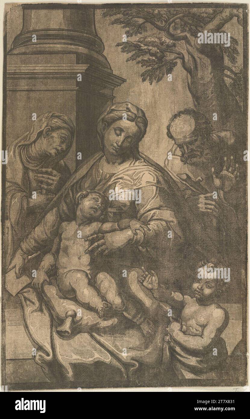Giovanni Gallo The holy family with the John's boy and a saint. Clair ...