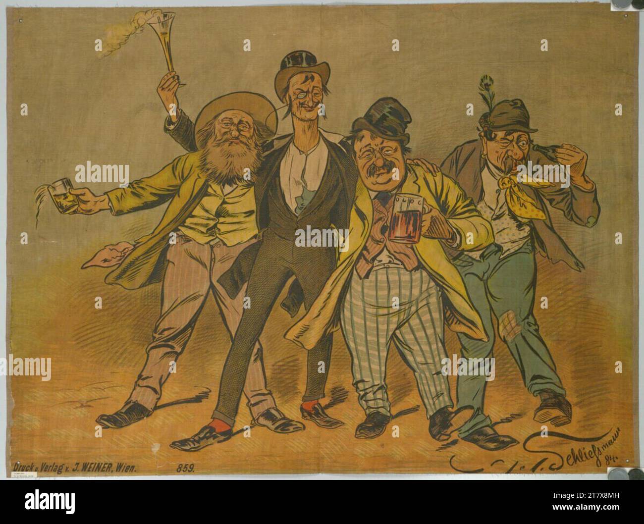 Hans Schließmann Drinking quartet; Lump ball 1884. Color 1884 , 1884 ...