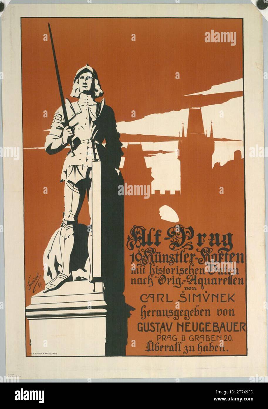 Karel Simunek Alt-Prague; 10 artist cards with historical data ...