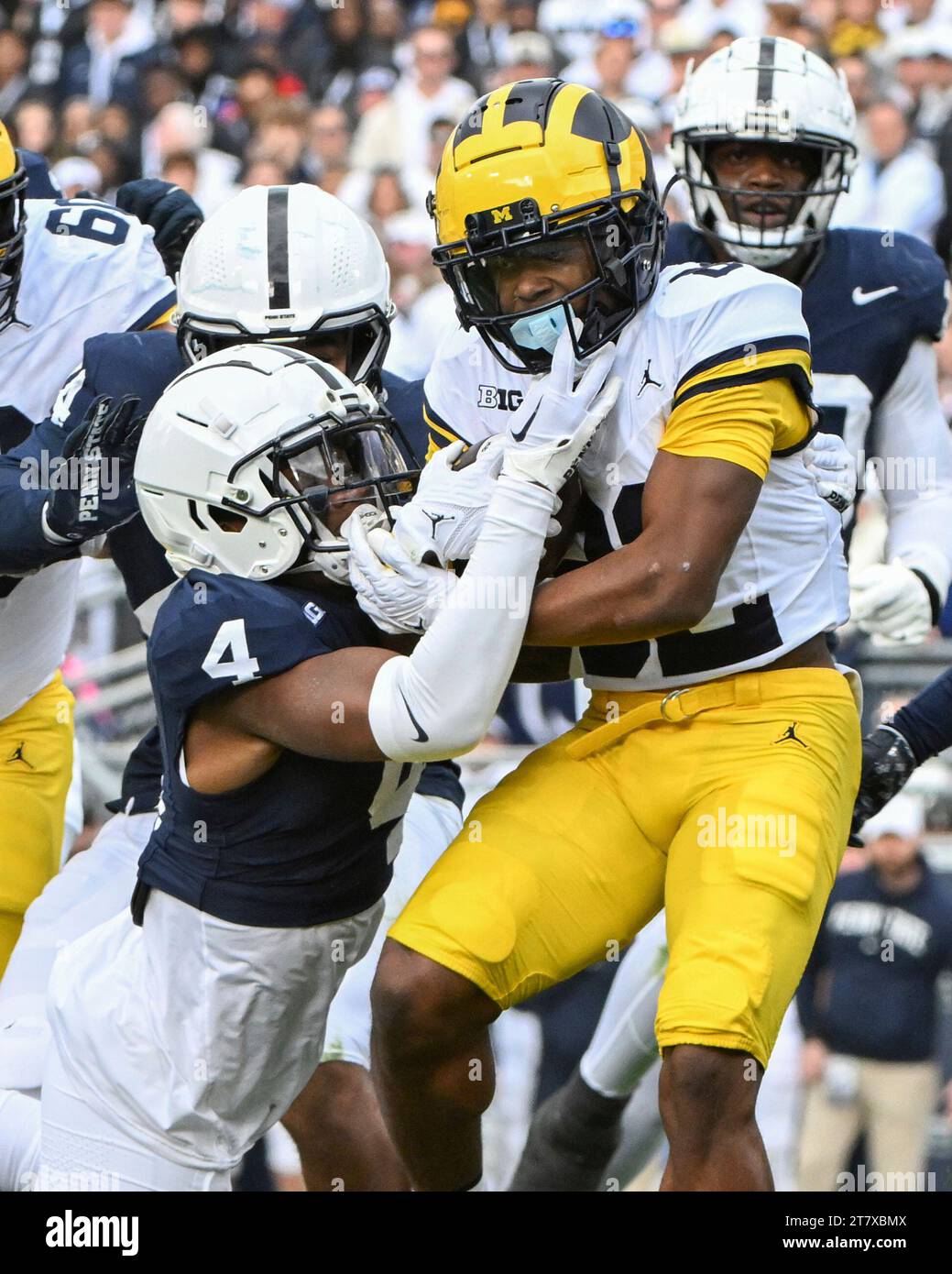 Penn State cornerback Kalen King (4) tackles Michigan wide receiver ...