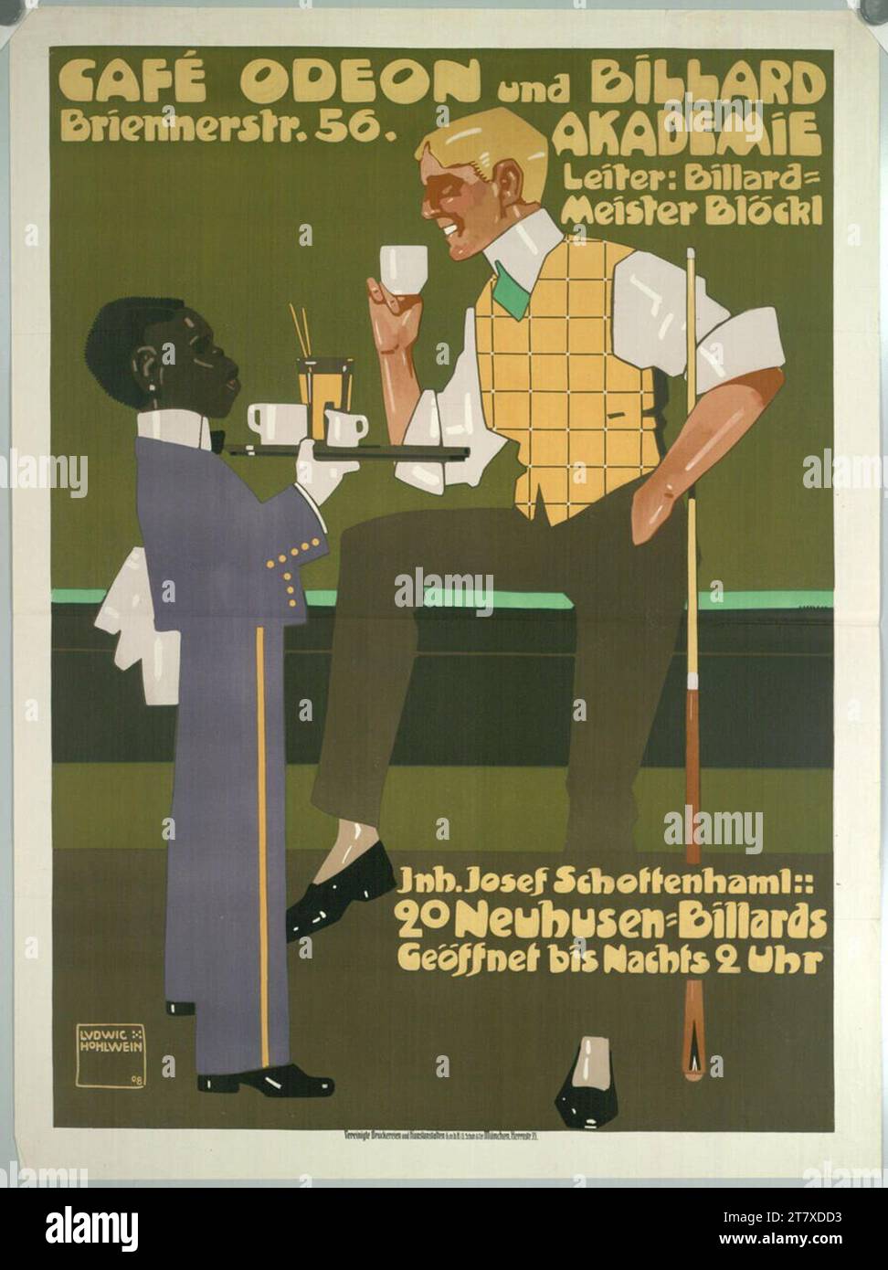 Ludwig Hohlwein Café Odeon and Billard Academy. Color 1908 , 1908 Stock ...