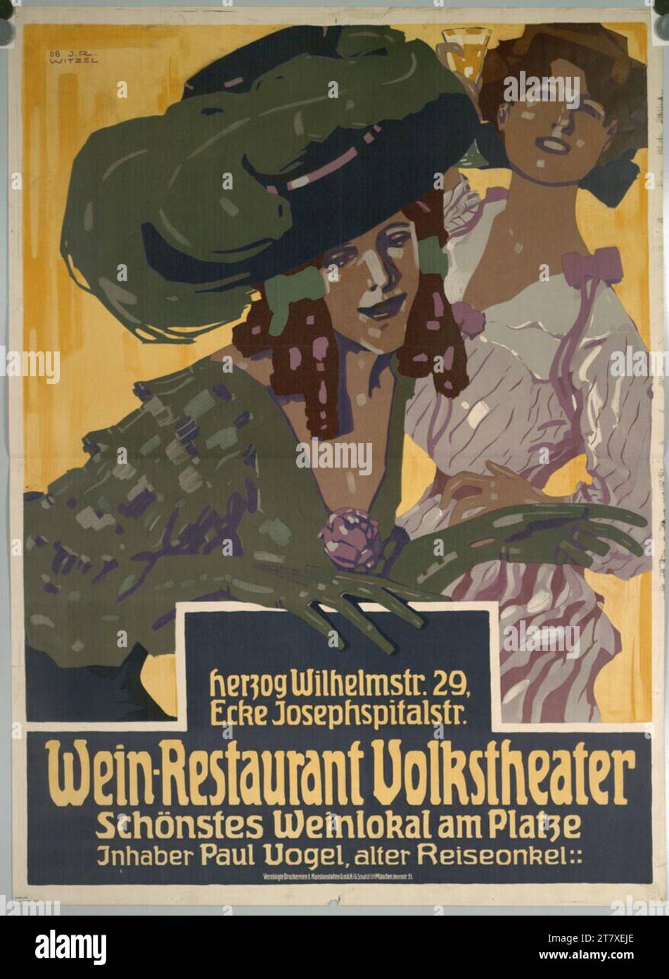 Josef Rudolf Witzel Wine restaurant Volkstheater. Color 1908 , 1908 ...