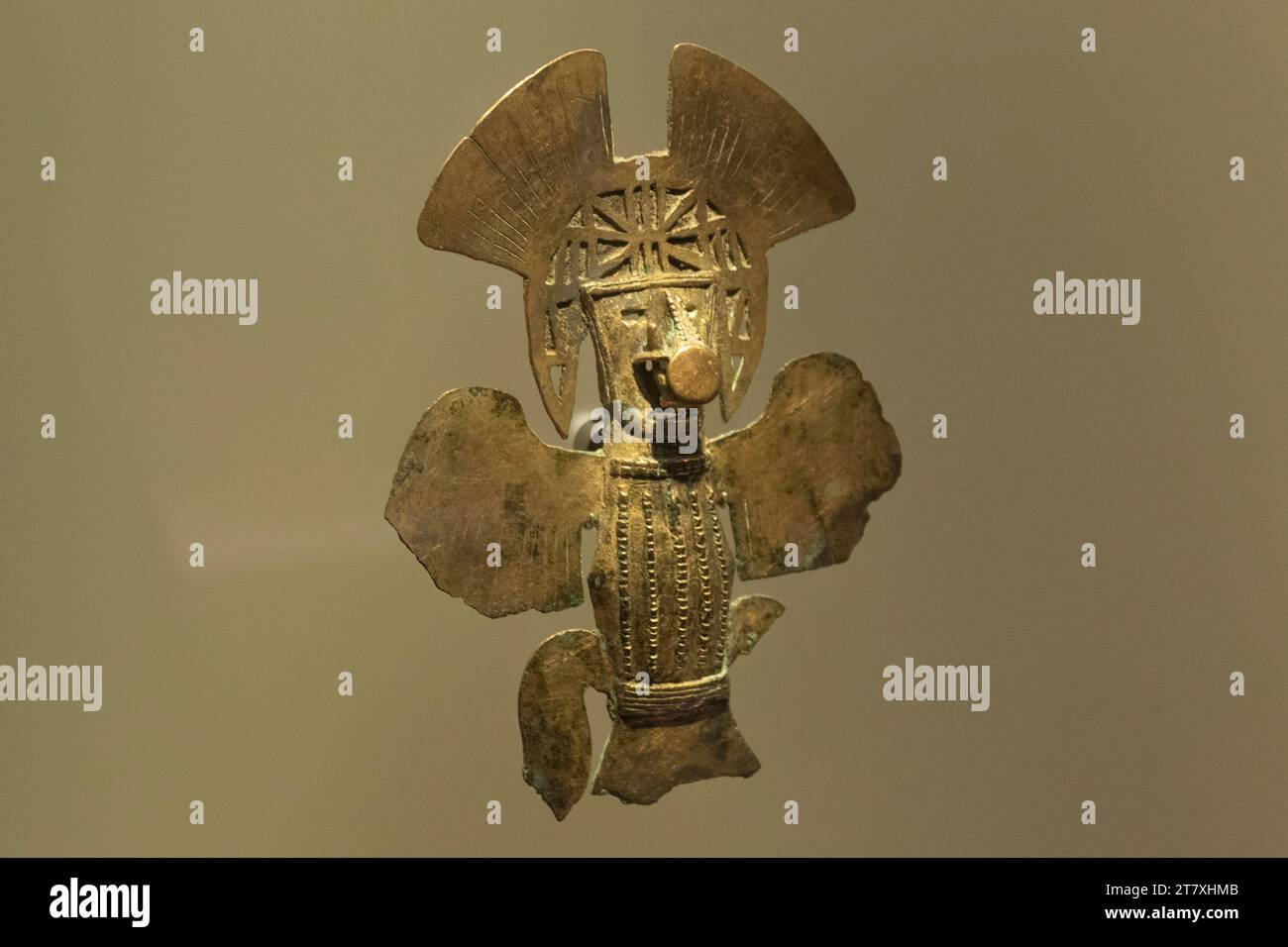 ancient pre columbus culture golden piece of a chaman-bat at golden ...