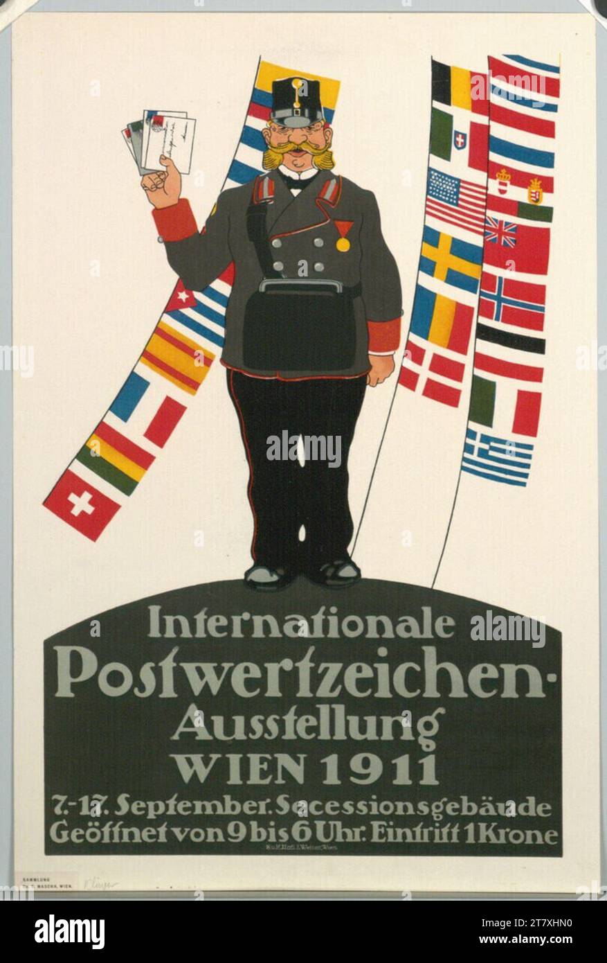 Julius Klinger International Postal mark exhibition Vienna 1911. Color ...