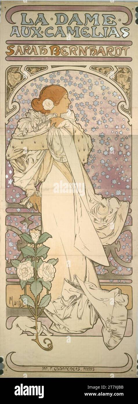 Alfons Maria Mucha THE LADY OF THE CAMELLIAS; Sarah Bernhardt. Color ...