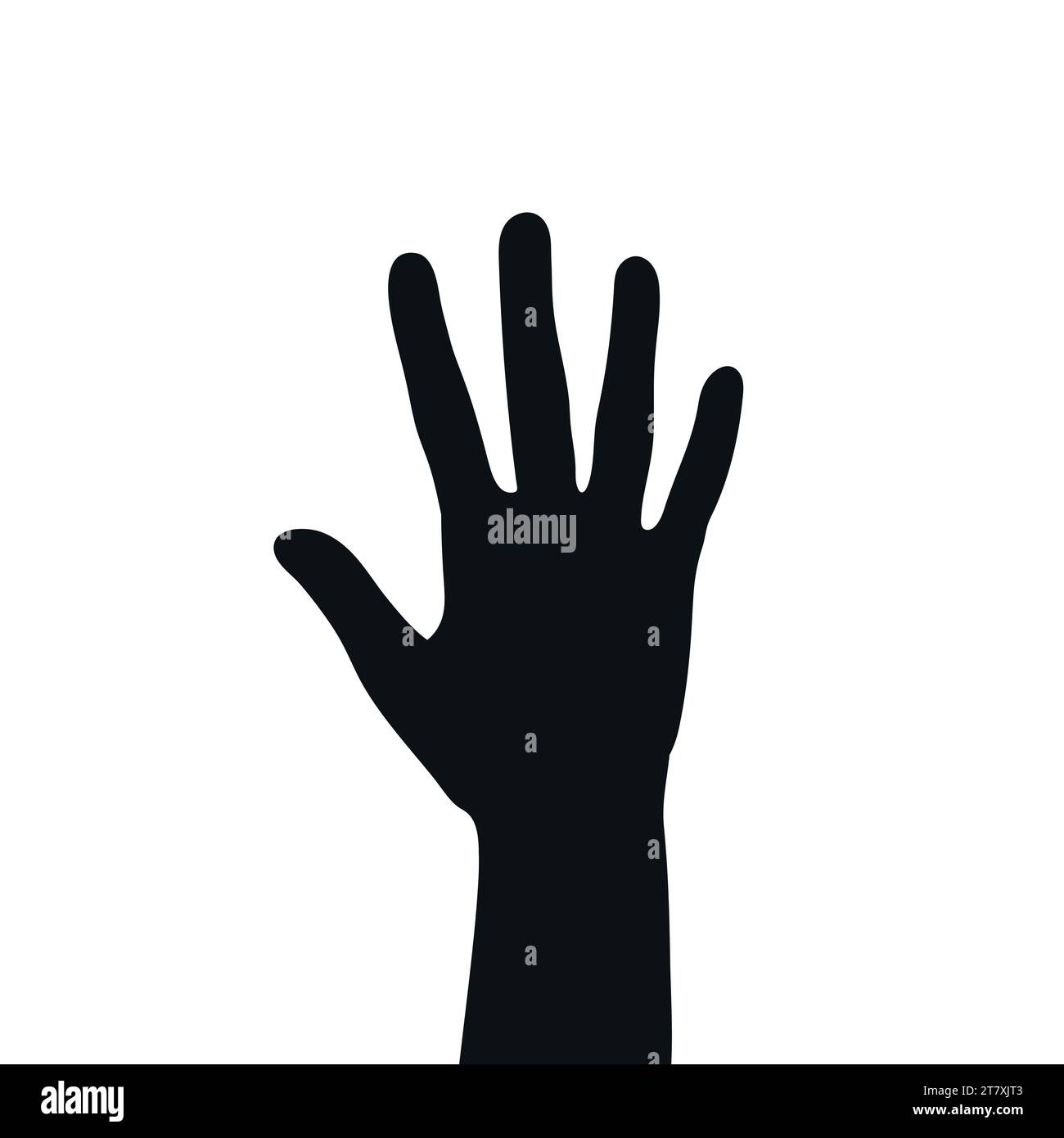 Silhouettes of a raised human hand. Palm of a hand. Vector illustration ...