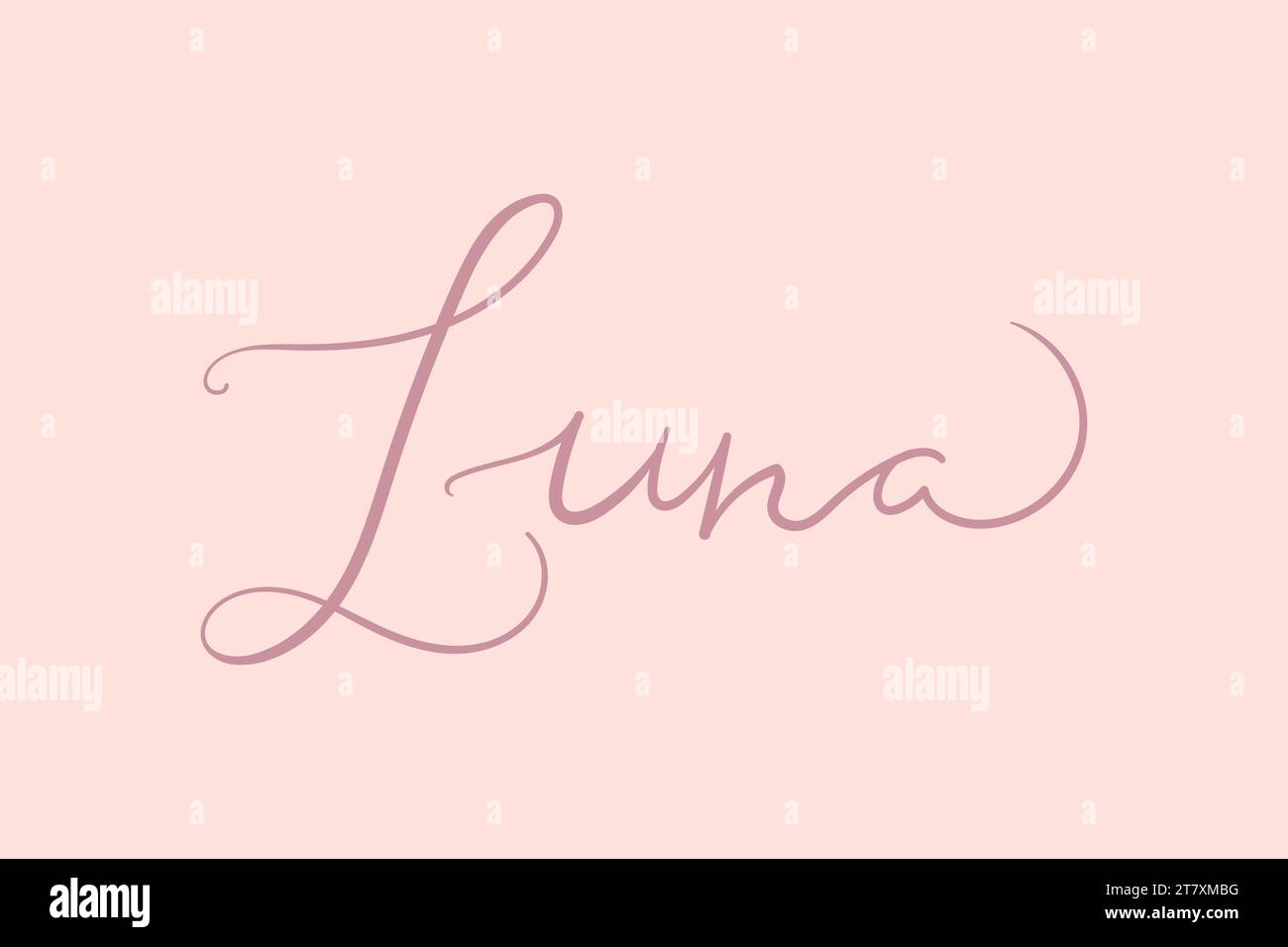 Female name Luna. Handwritten lettering calligraphy Girl name. Vector ...