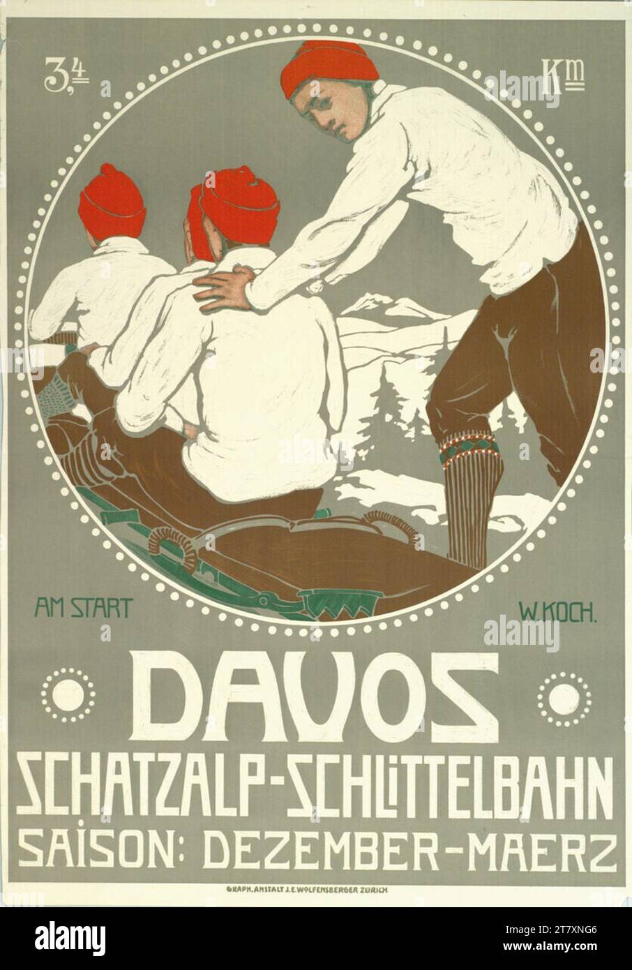 Walter Koch Davos; Schatzalp-Schittelbahn. Color around 1910 Stock ...