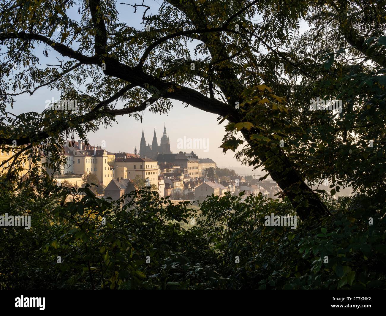 Prague Castle and St. Vitus Cathedral in morning sunlight, UNESCO World ...