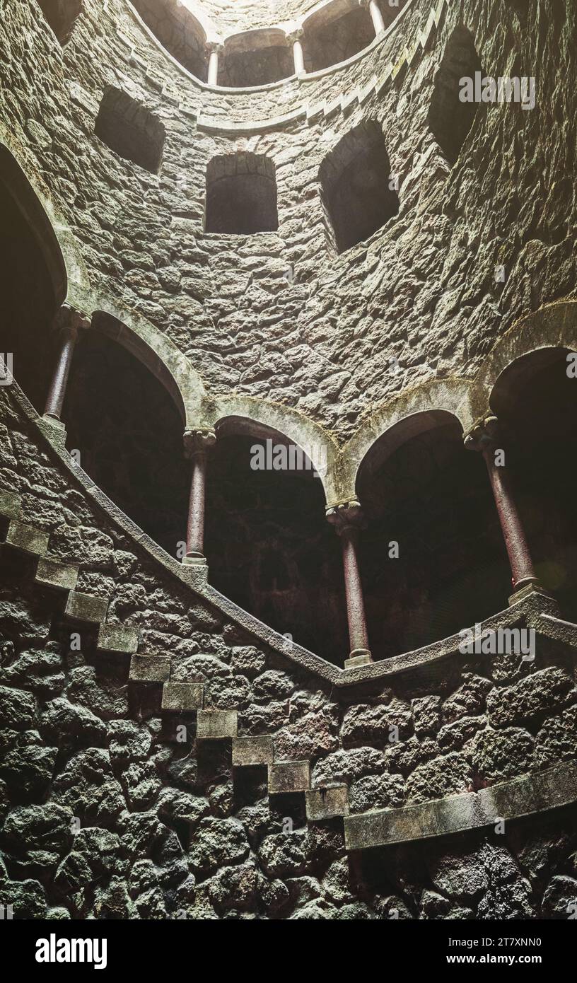 View of spiral staircases at the Initiation Well, purportedly used for ...