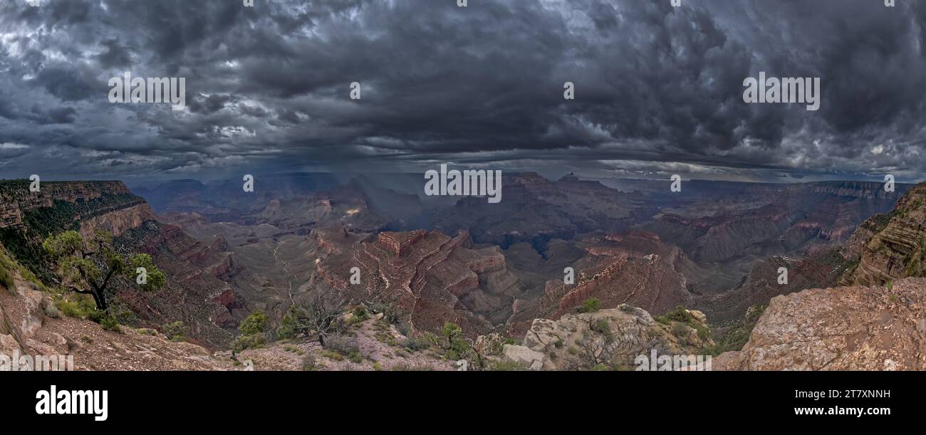 Panorama of storms crossing Grand Canyon viewed from Shoshone Point on the South Rim, Grand ...