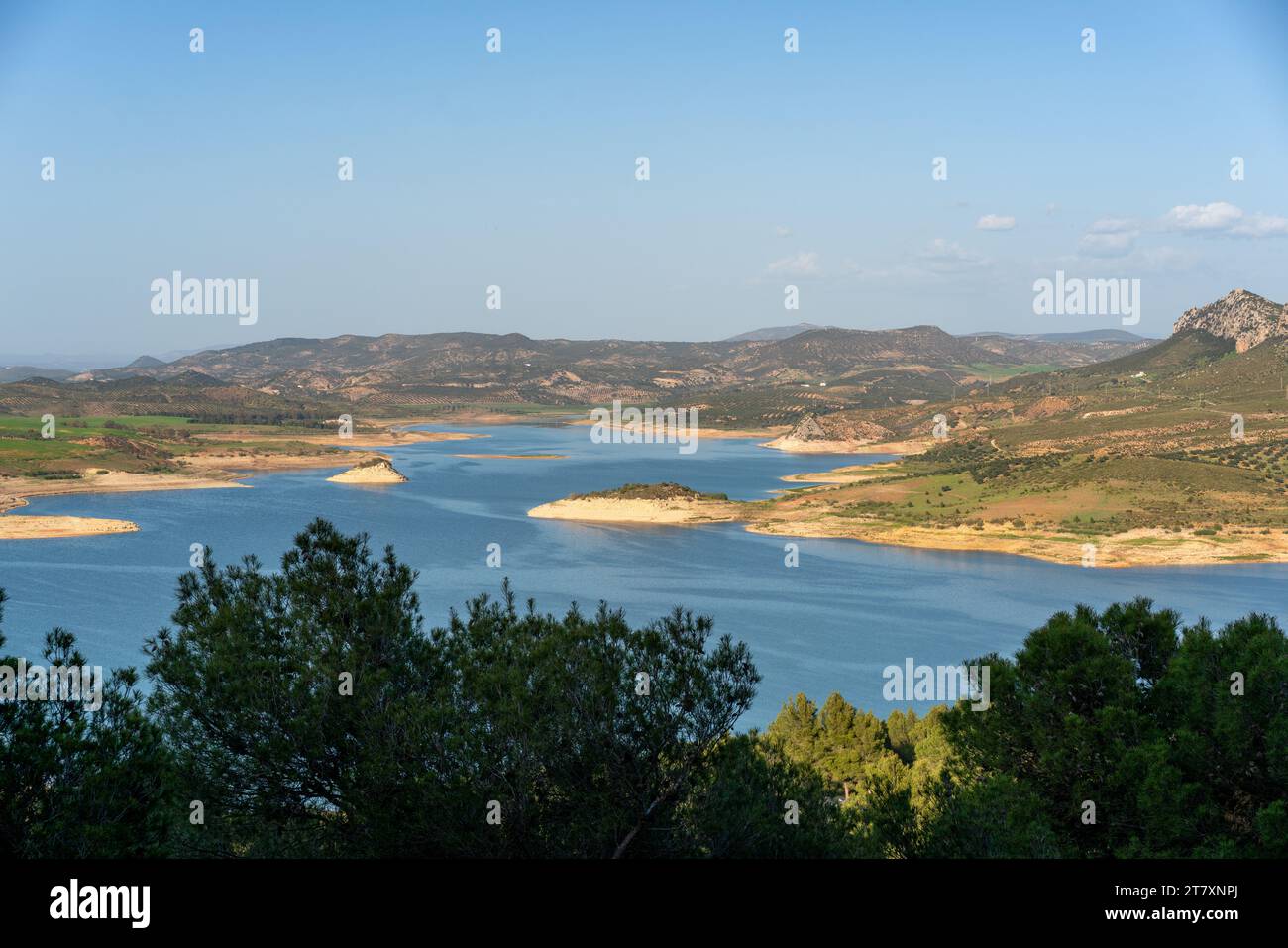 Landscape of Gobrantes and Guadalhorce water reservoir dam, Andalusia ...