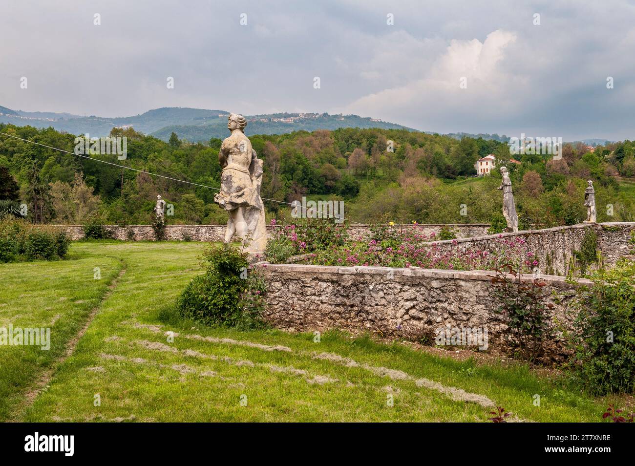 The 19c gardens at Villa Piovene Porto Godi, near Vicenza, Italy. The ...