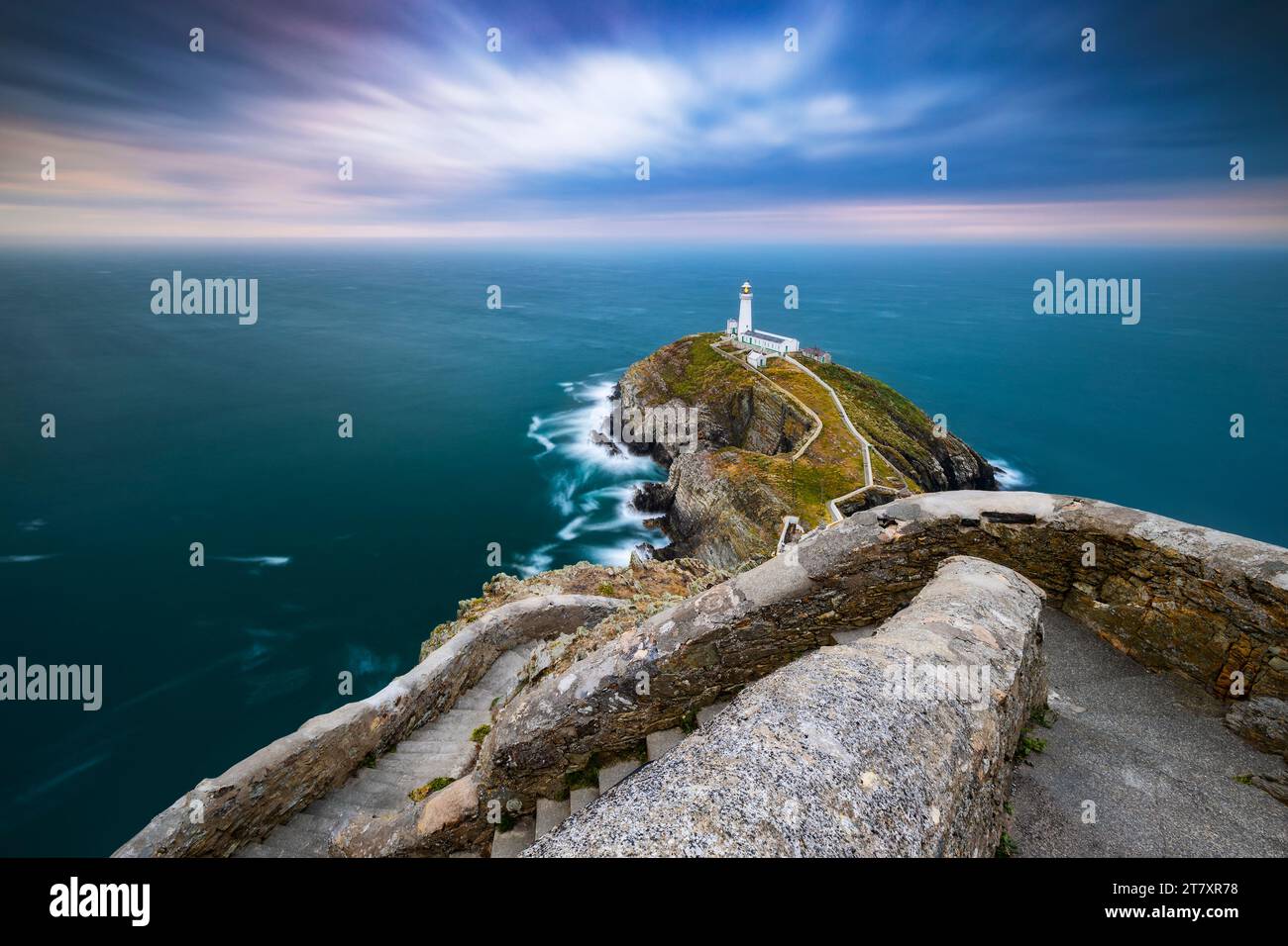 South Stack Lighthouse at sunset, Anglesey, Holy Island, Wales, Great ...