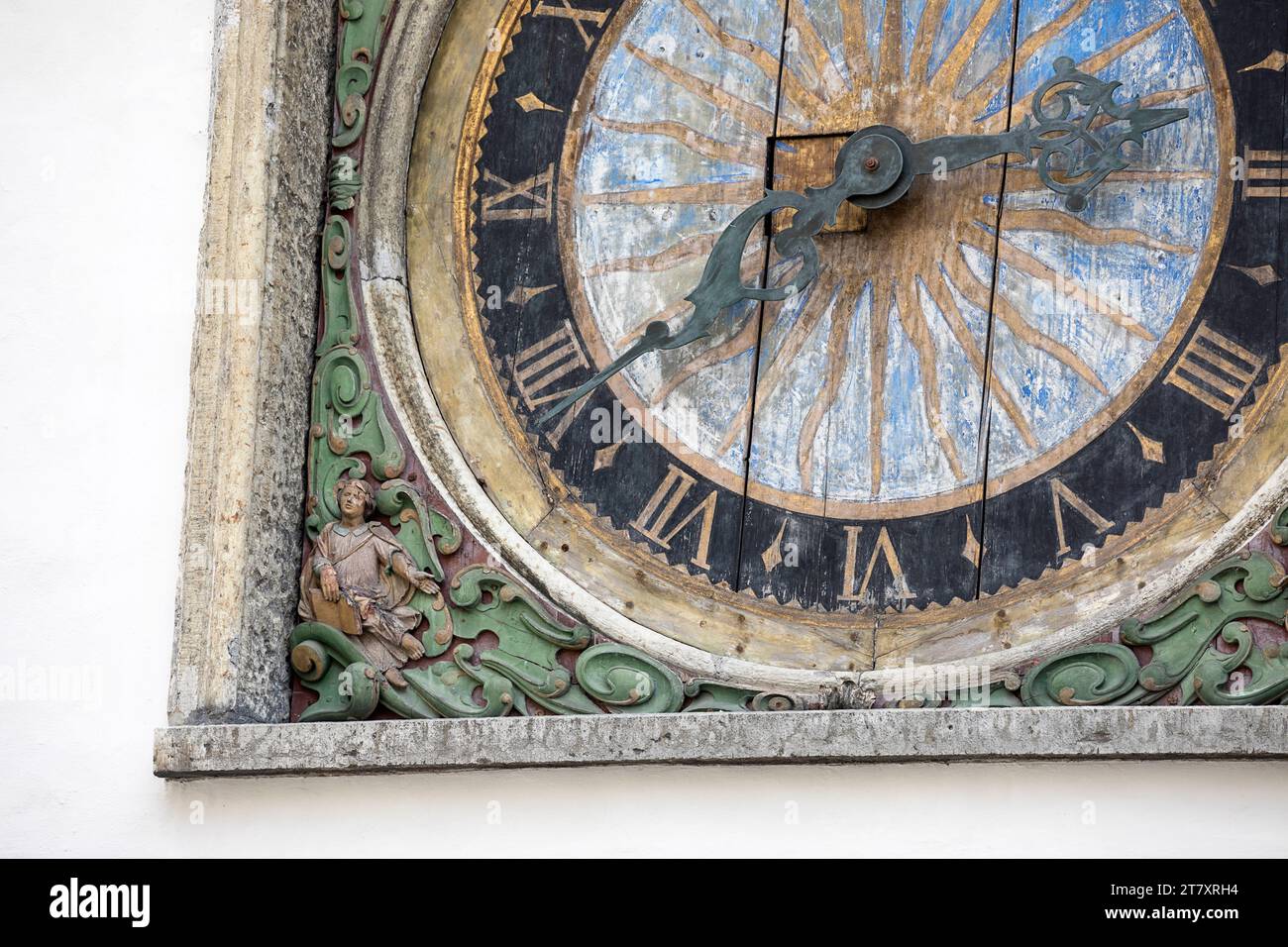 Details of a beautiful and old wall watch from one of the buildings in ...