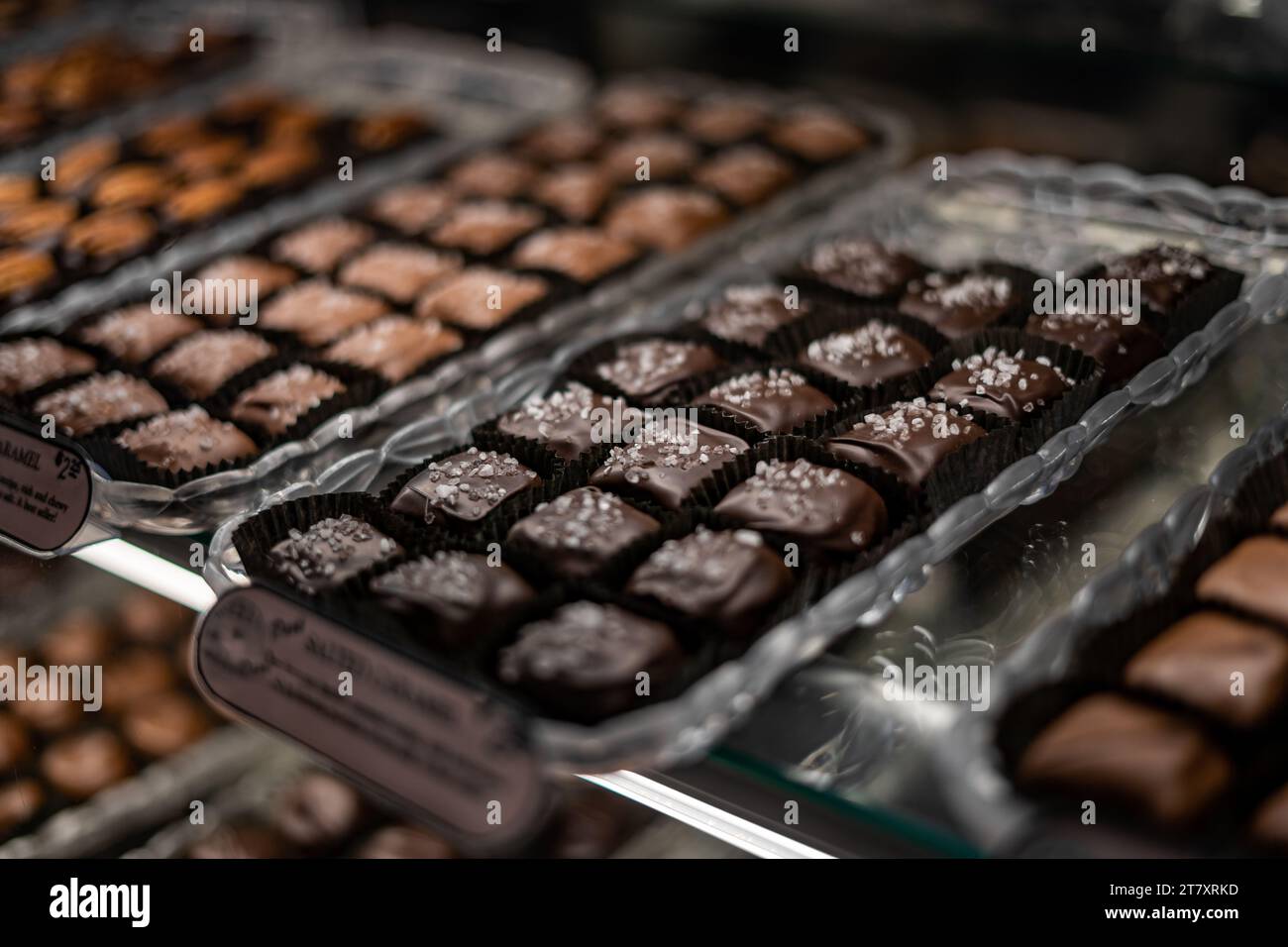 Chocolate Truffles In Tray For Sale Sweets Shop Stock Photo - Alamy