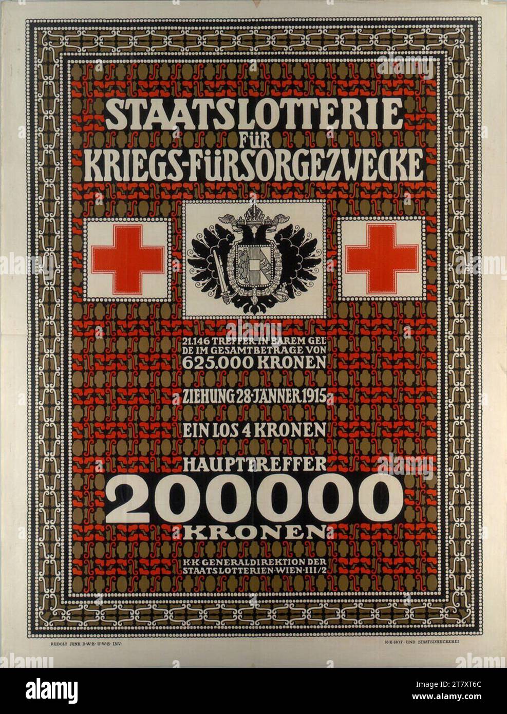 Rudolf Junk State lottery for war care purposes; Draw 28 January 1915 ...