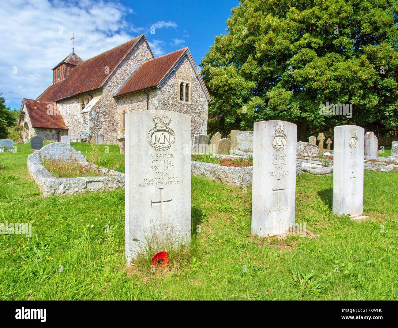The 11th century Church of St. Mary The Virgin at Friston, South Downs ...