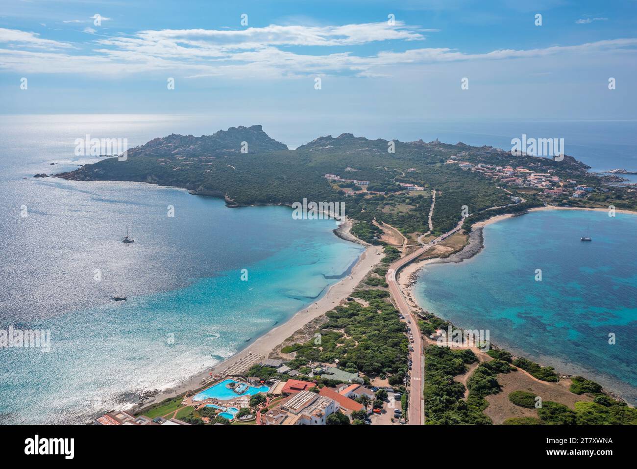 View over Spiaggia del Due Mari to Capo Testa, Santa Teresa di Gallura ...