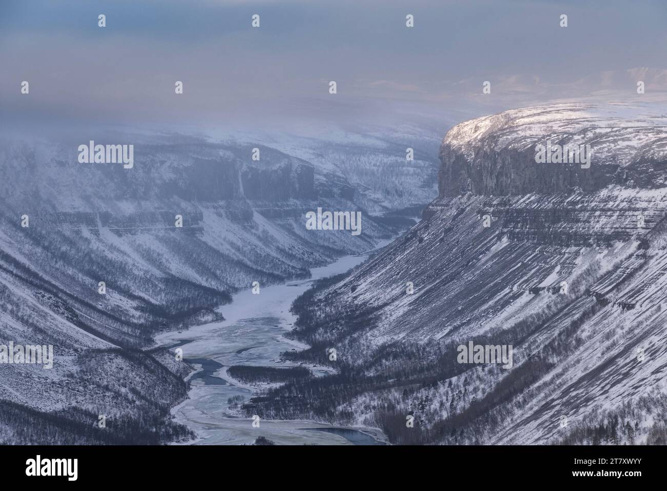 Alta Canyon and the Alta River from the Finnmark Plateau in winter ...
