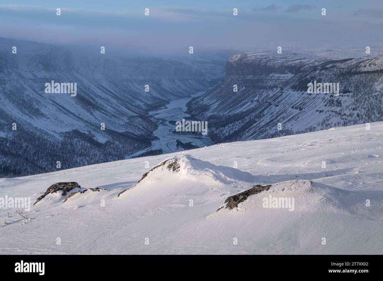 Alta Canyon and the Alta River from the Finnmark Plateau in winter ...
